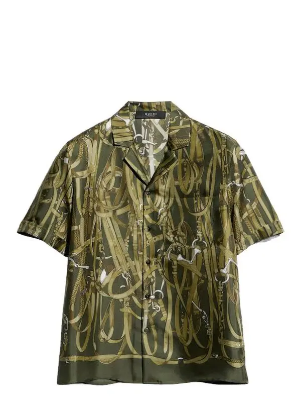 Gucci Printed Silk Bowling Shirt - Green