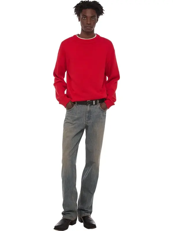 Helmut Lang Distressed Crewneck Sweater - Rosso