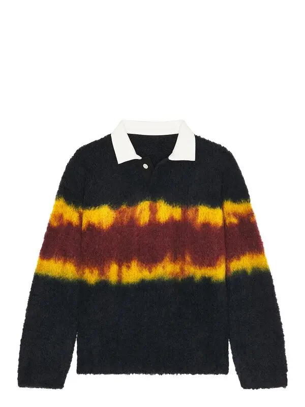 Sacai Chusen-dyed Knit Polo Shirt - Navy Multi