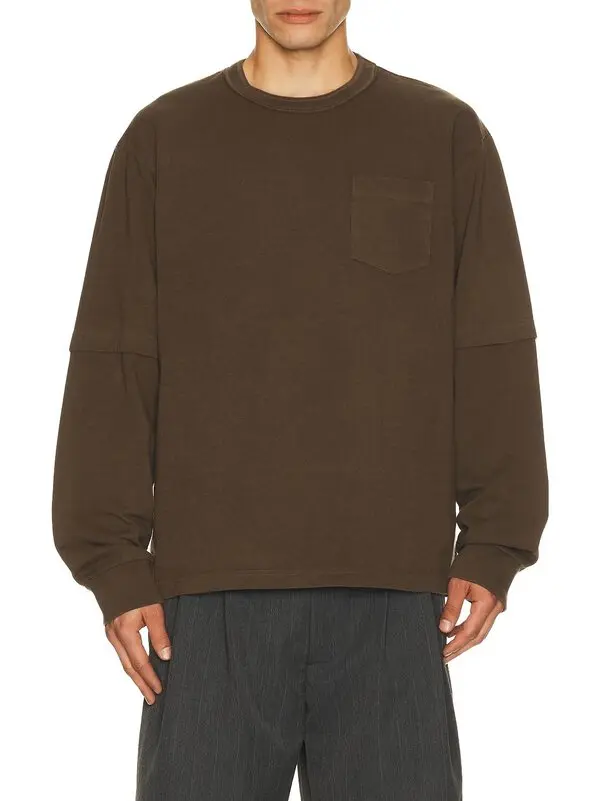 Sacai Cotton Jersey Long Sleeve T-shirt - Brown