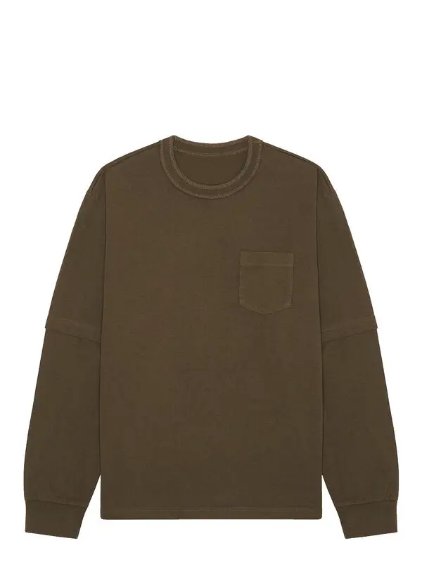 Sacai Cotton Jersey Long Sleeve T-shirt - Brown