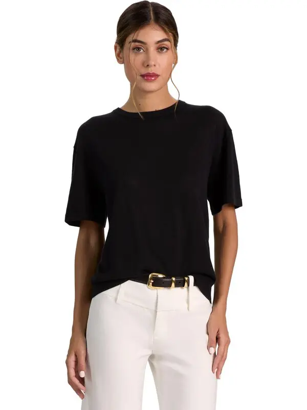 Alice + Olivia Amelie Cashmere Knit Tee - Black