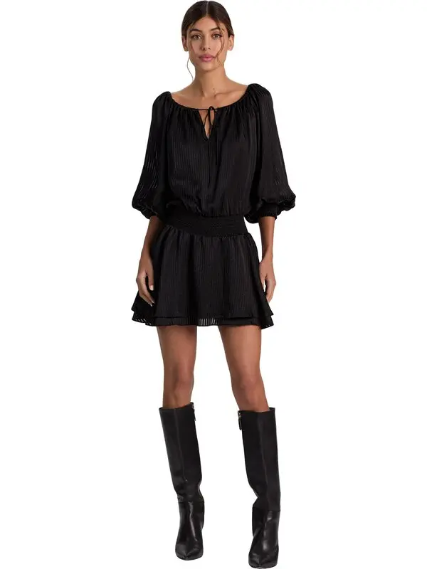 Alice + Olivia Pauline Off-the-shoulder Drop Waist Mini Dress - Black