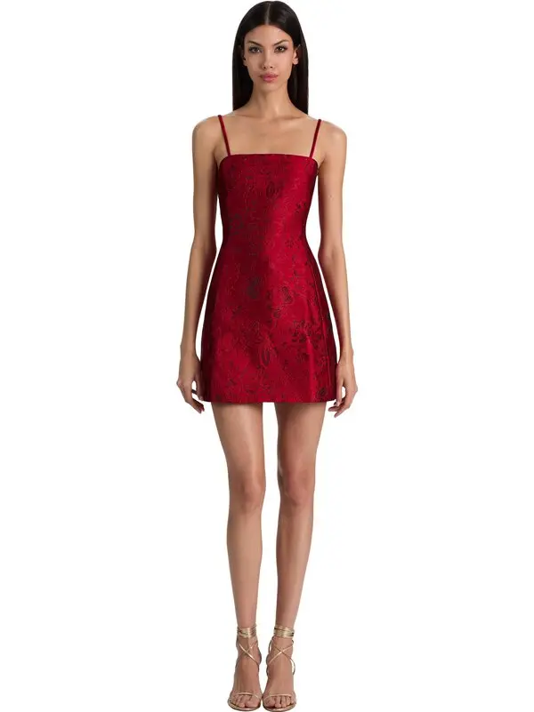 Alice + Olivia Velia Embroidered Mini Dress - Hibiscus
