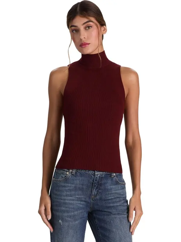 Alice + Olivia Darcey Wool Sleeveless Turtleneck Tank - Cognac