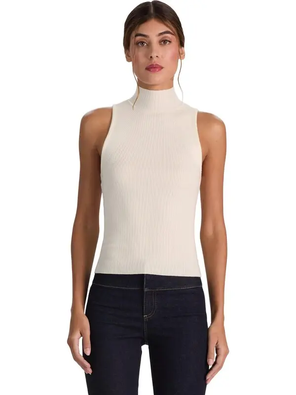 Alice + Olivia Darcey Wool Sleeveless Turtleneck Tank - Ecru
