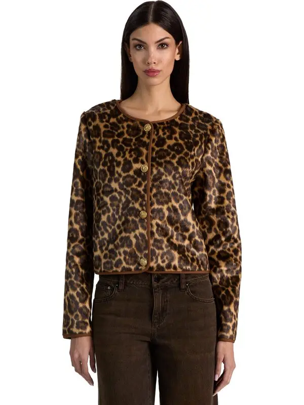Alice + Olivia Alma Faux Fur Leopard Print Coat - Spotted Leopard