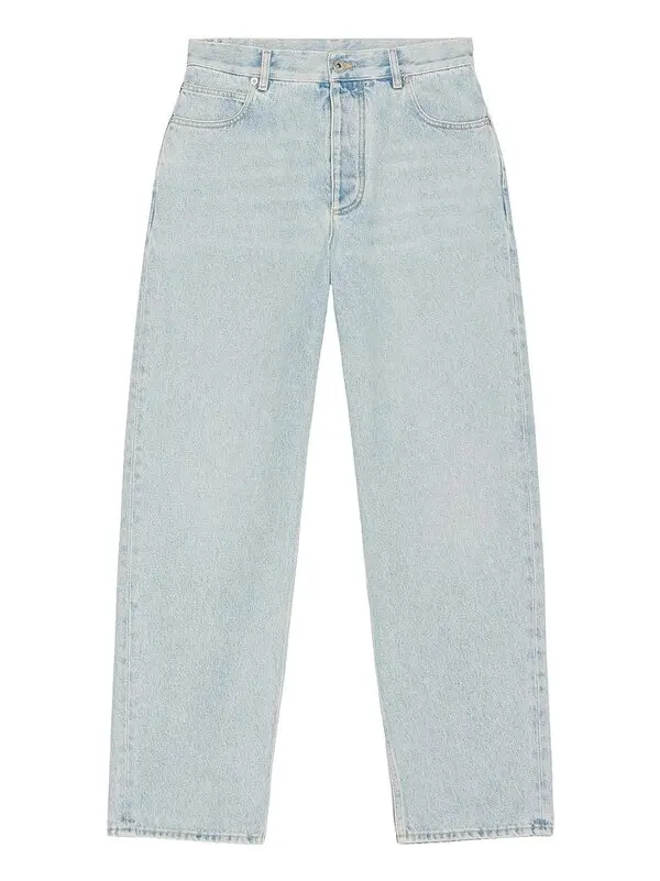Bottega Veneta Sky Bleached Intrecciato Detail Wide Leg Denim - Light Bleach