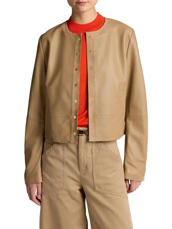 Vince Cropped Suede-trimmed Leather Jacket - Carmello