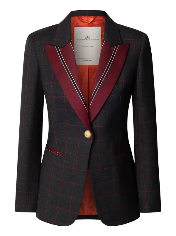 THE EXTREME COLLECTION Red / Black Wool Blazer With Contrast Lapel Rowan - Red/black