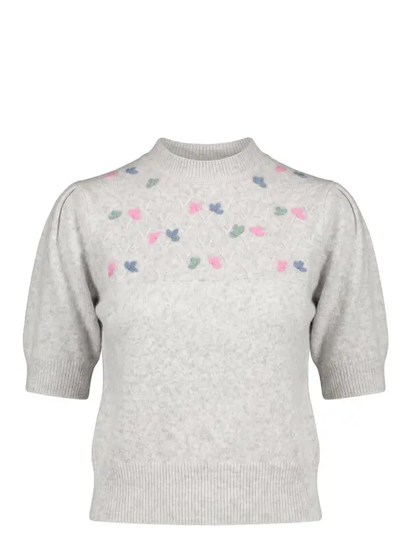 TANTRA SPAIN SL Short-sleeved Sweater With Embroidered Birds - Grey