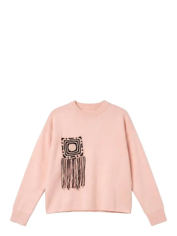 TANTRA SPAIN SL Knitted Sweater With Crochet Pocket Detail - Pink