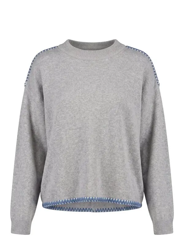 TANTRA SPAIN SL Oversized Knit Sweater With Topstitching Detail - Grey