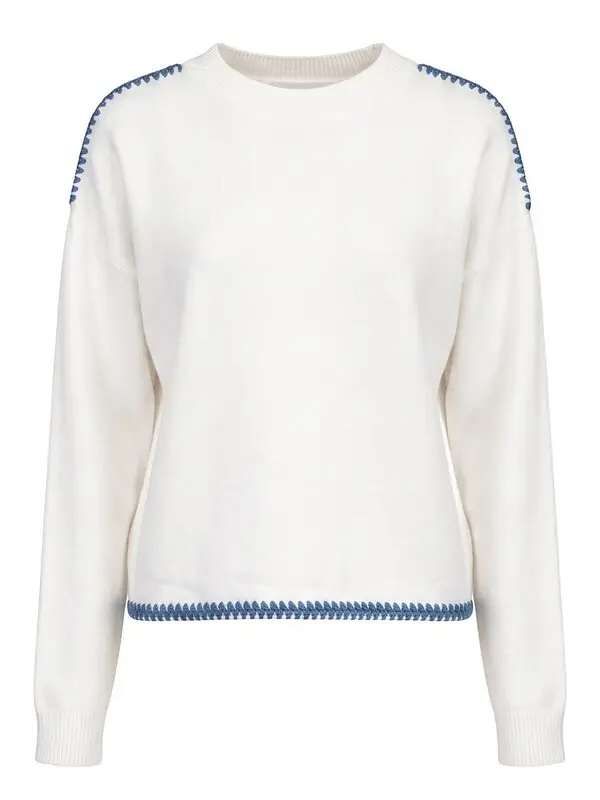TANTRA SPAIN SL Oversized Knit Sweater With Decorative Topstitching - White