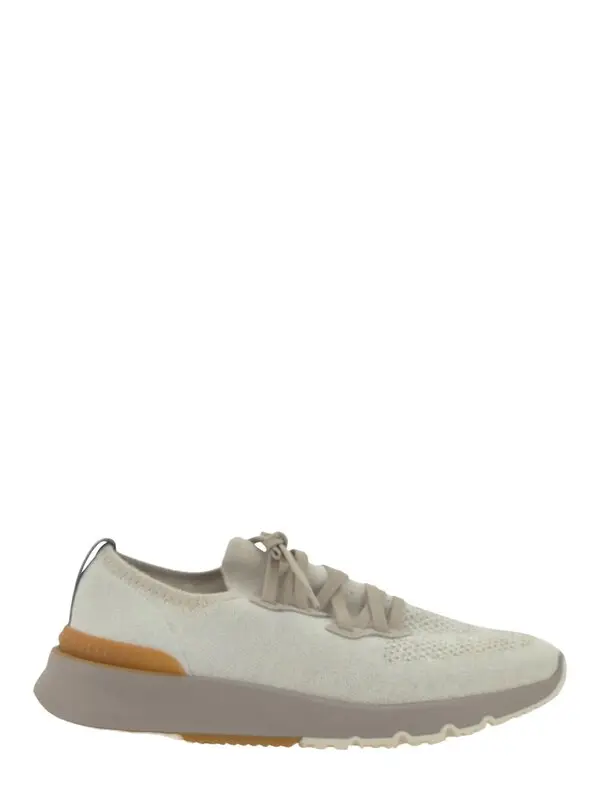 Brunello Cucinelli Cotton Knit Lace-up Sneakers - White