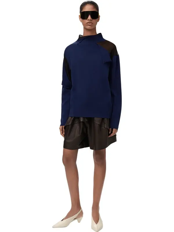 Loewe Asymmetrical Wool Sweater - Navy/black
