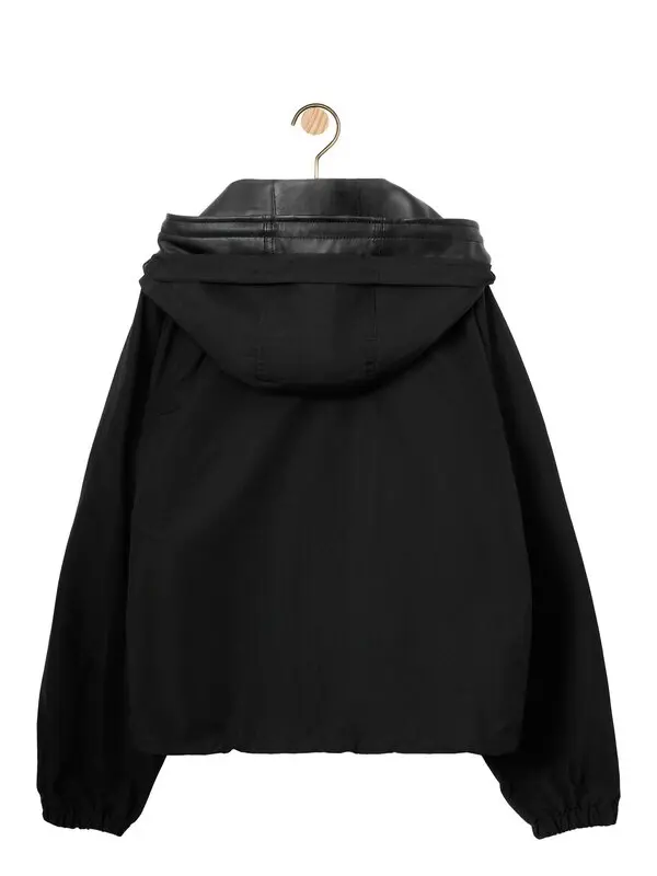 Loewe Technical Cotton Shell Parka With Detachable Leather Hood - Black