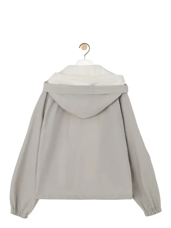 Loewe Technical Cotton Shell Parka With Detachable Leather Hood - Light Grey