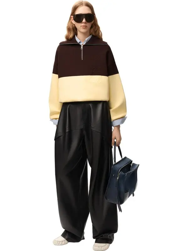 Loewe Color-blocked Zip-up Sweater - Brown/yellow