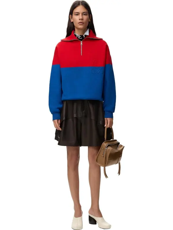 Loewe Color-blocked Zip-up Sweater - Red/blue