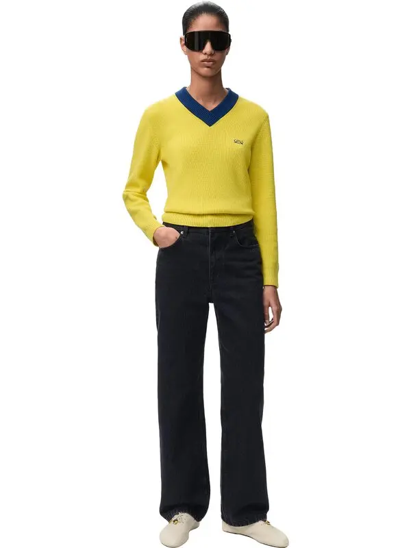 Loewe Anagram Embroidered Straight Leg Jeans - Black