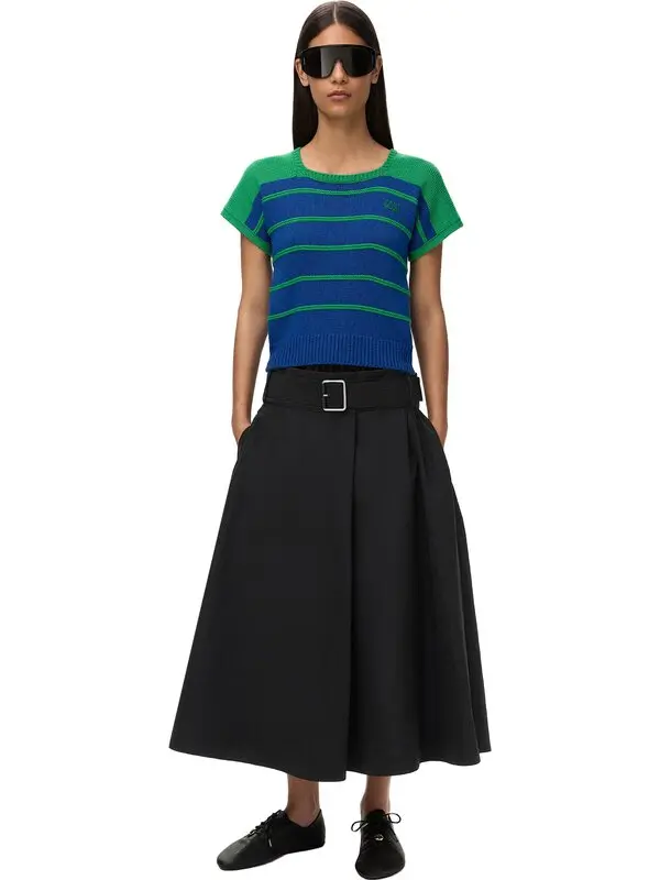 Loewe Technical Cotton Shell Skirt With Belted Waistband - Black
