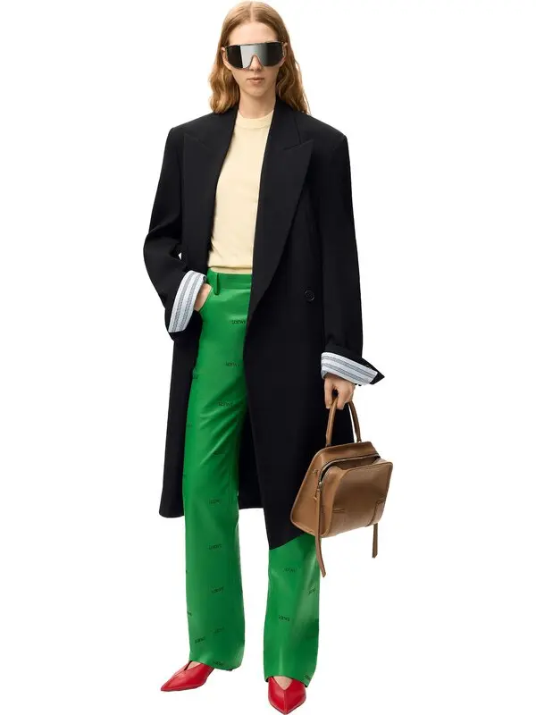 Loewe Nappa Lambskin Trousers With All-over Embroidery - Green