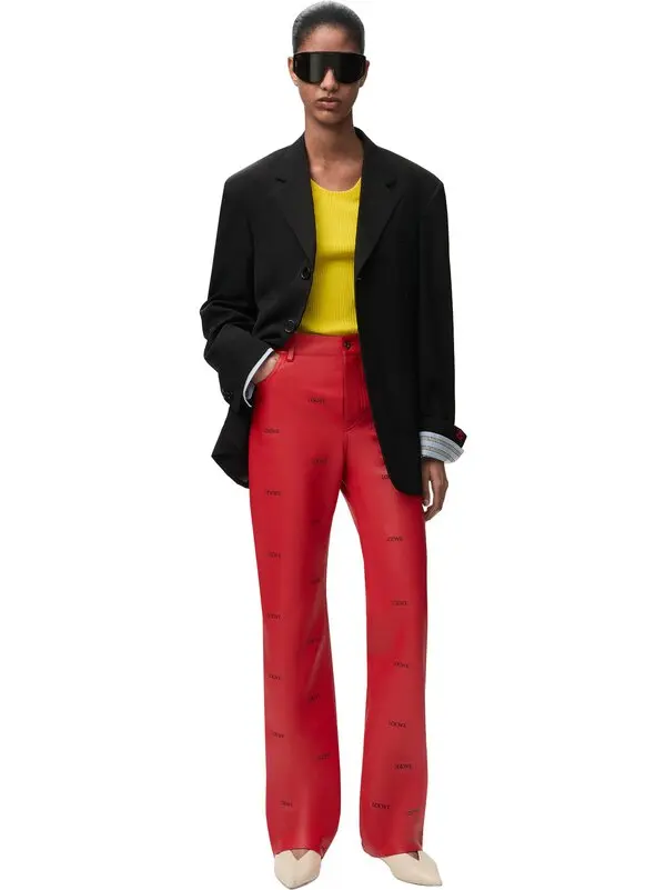 Loewe Nappa Lambskin Trousers With All-over Embroidery - Red