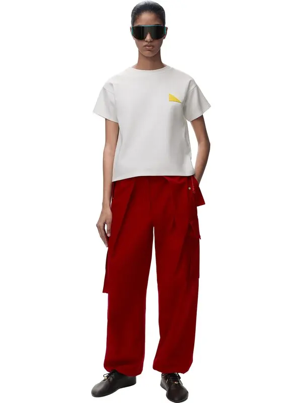 Loewe Cotton Blend T-shirt With Leather Flamenco Knot Detail - White