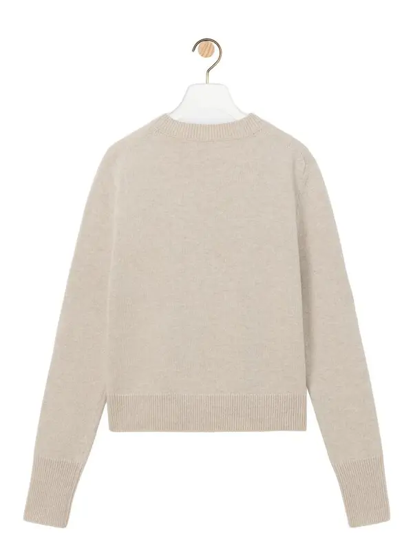 Loewe Sweater In Medium-weight Wool With Embroidered Double - Beige