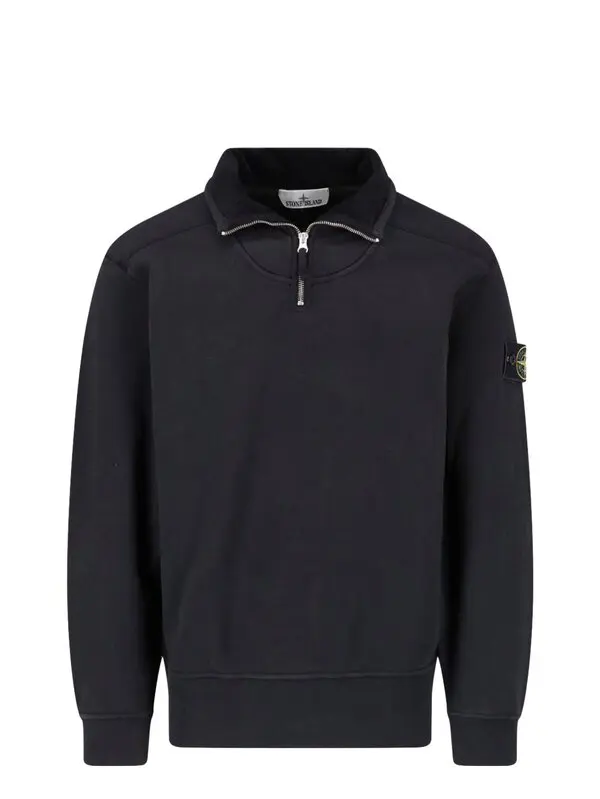 Stone Island Zip Hoodie - Black