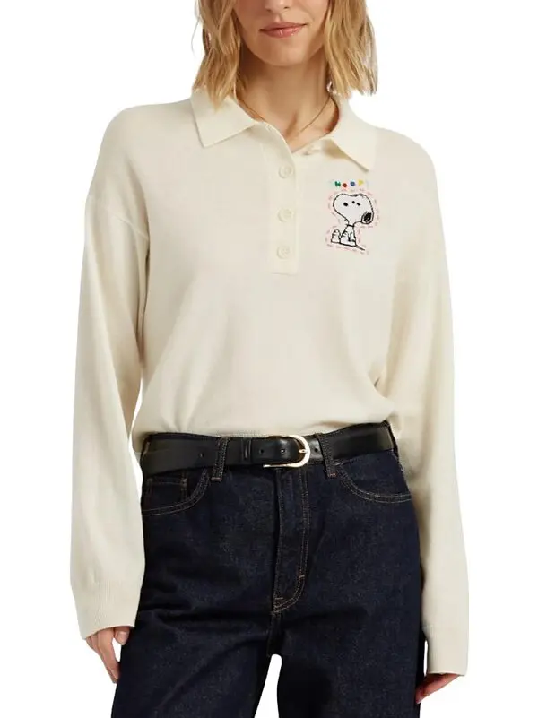 Chinti & Parker Wool-cashmere Snoopy Polo Sweater - Cream