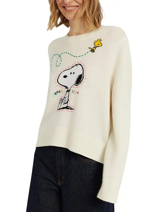 Chinti & Parker Wool-cashmere Snoopy Embroidered Sweater - Cream