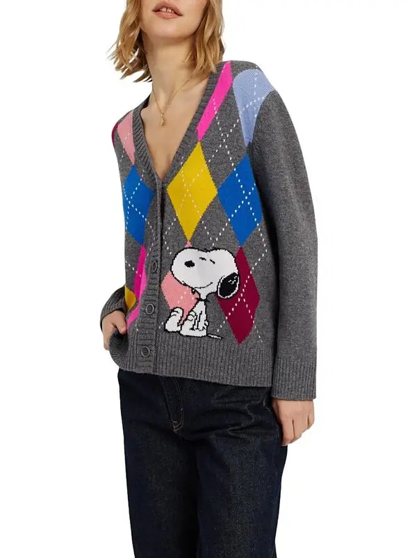 Chinti & Parker Wool-cashmere Snoopy Argyle Cardigan - Multi