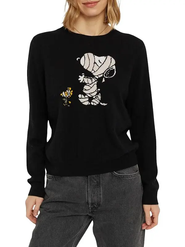 Chinti & Parker Wool-cashmere Snoopy Mummy Sweater - Black