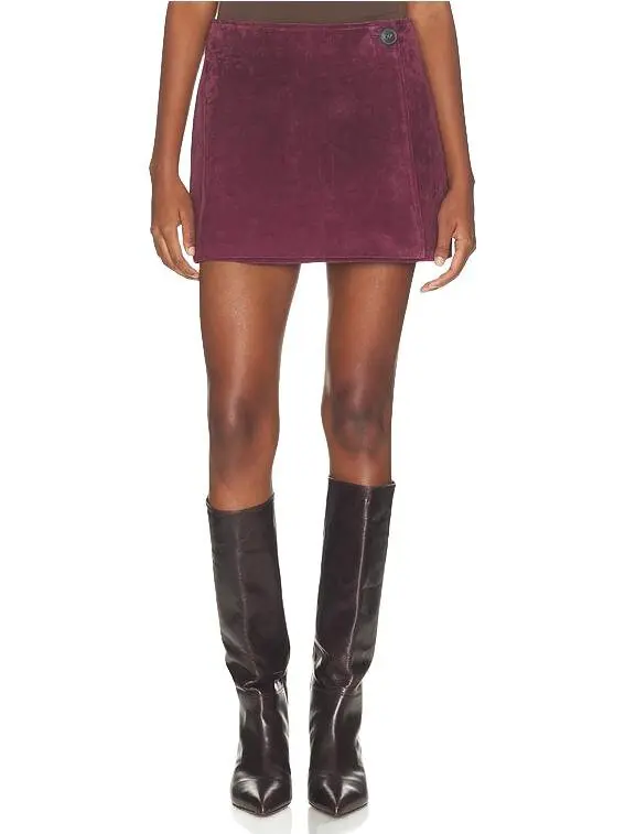 Blanknyc Suede Wrap Skirt - Wine O'clock
