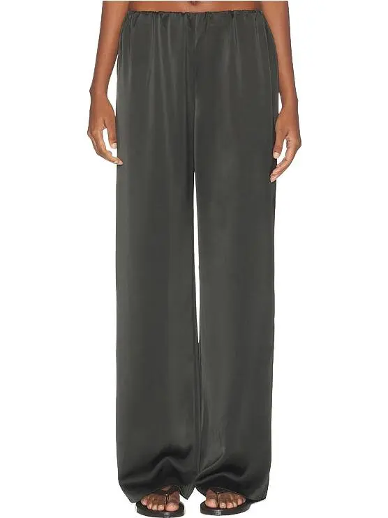 LOVERS AND FRIENDS Alette Satin Wide Leg Pants - Charcoal