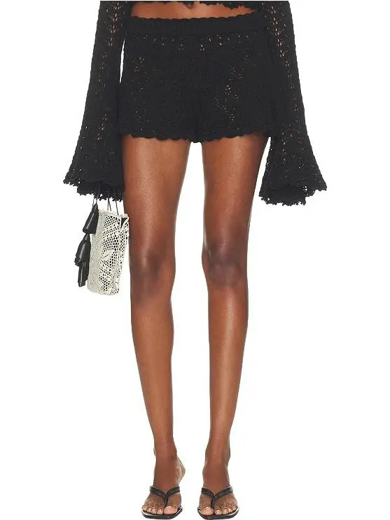 Tularosa Zaylee Open Stitch Crochet Knit Short - Black