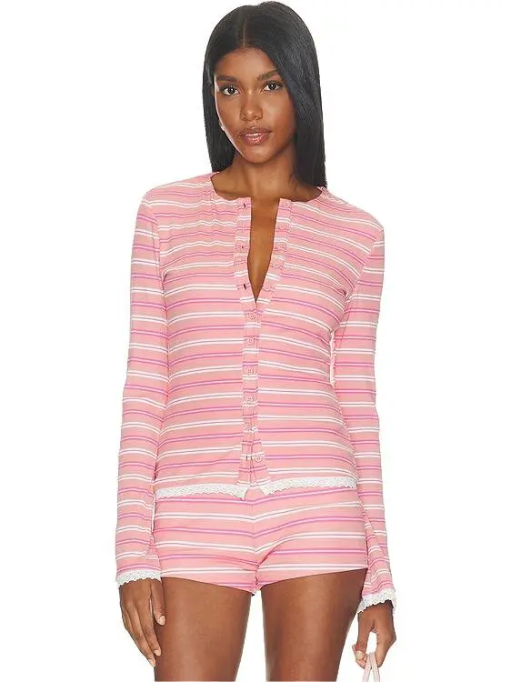 MORE TO COME Cynthia Cardigan - Pink Stripe