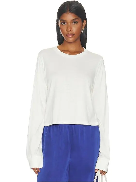 Eterne Cotton Long Sleeve Boxy Tee - Ivory