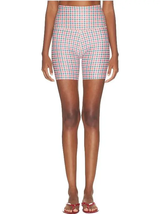 Beyond Yoga Softmark Keep Pace 5 Biker Short - Sunwashed Gingham