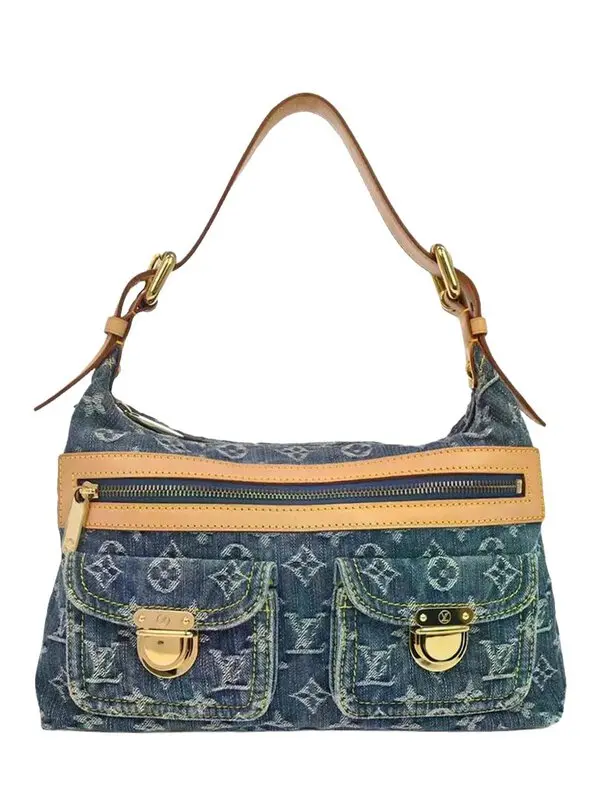 LOUIS VUITTON Monogram Denim Baggy Shoulder Bag - Blue