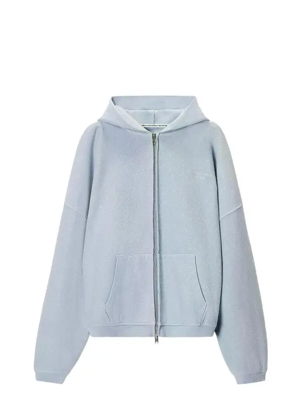 Alexander Wang Hotfix-embellished Zip-up Hoodie - Blue