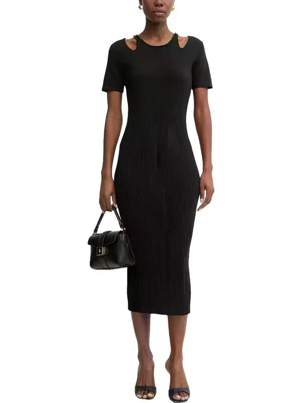 FRACOMINA Ribbed Cut-out Midi Dress With Chain Detail - Black