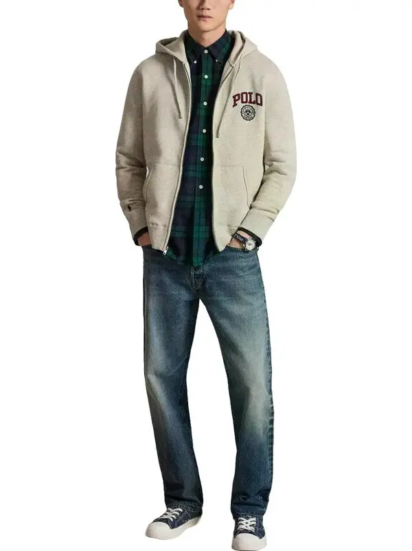 Polo Ralph Lauren Logo-embroidered Zip-up Hoodie - Grey
