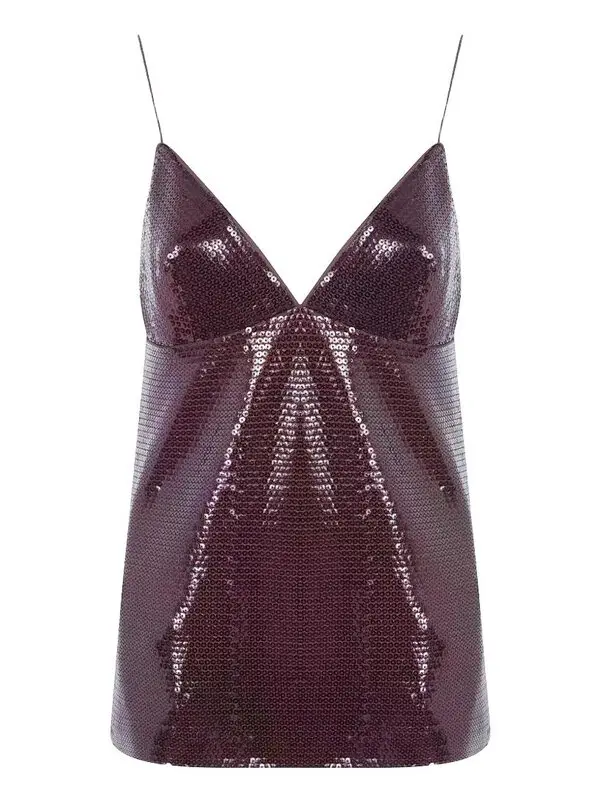 Alberta Ferretti Embellished Sleeveless V-neck Tank Top - Purple