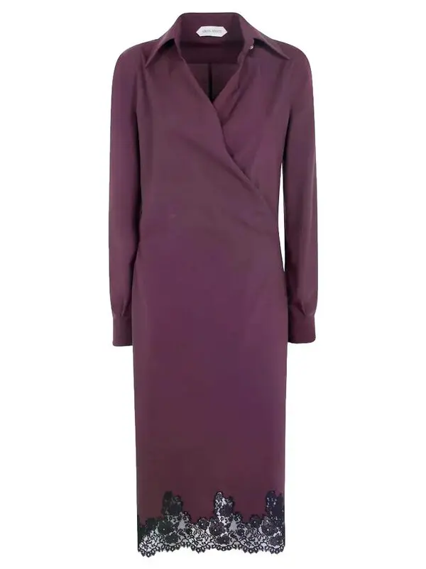 Alberta Ferretti Lace-trimmed Wrap Midi Dress - Red