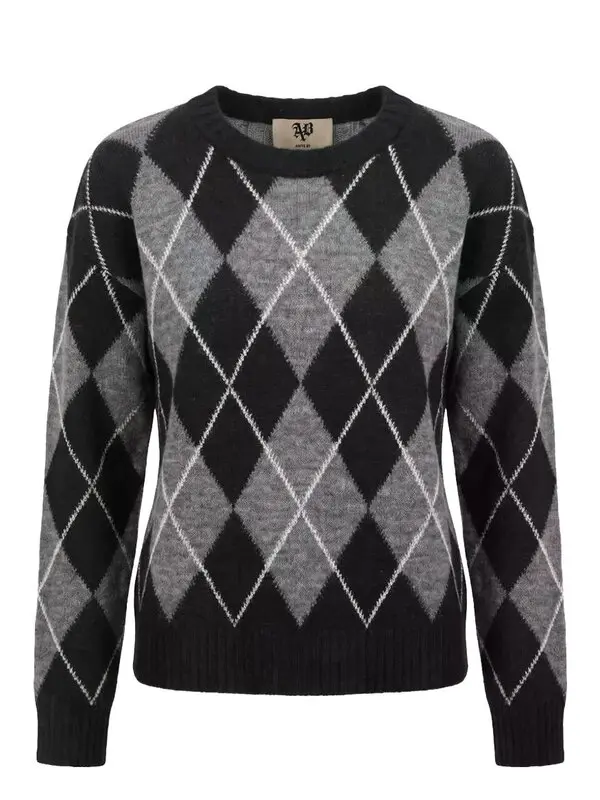ANIYE BY Rebby Argyle Knit Sweater - Black