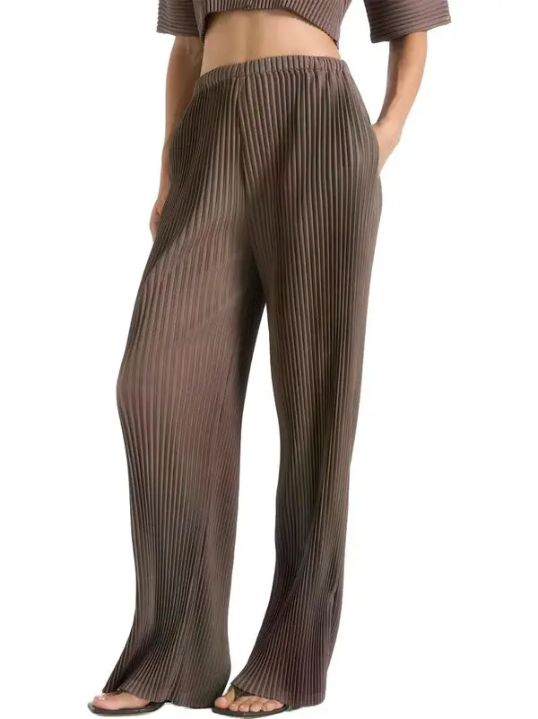 Manière De Voir Lila Pleated Wide-leg Trousers - Brown