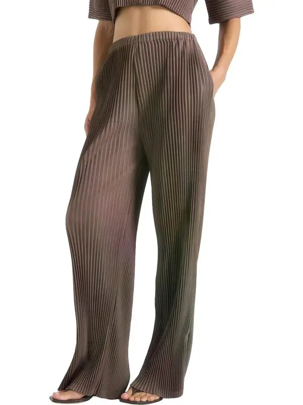 Manière De Voir Lila Pleated Wide-leg Trousers - Brown